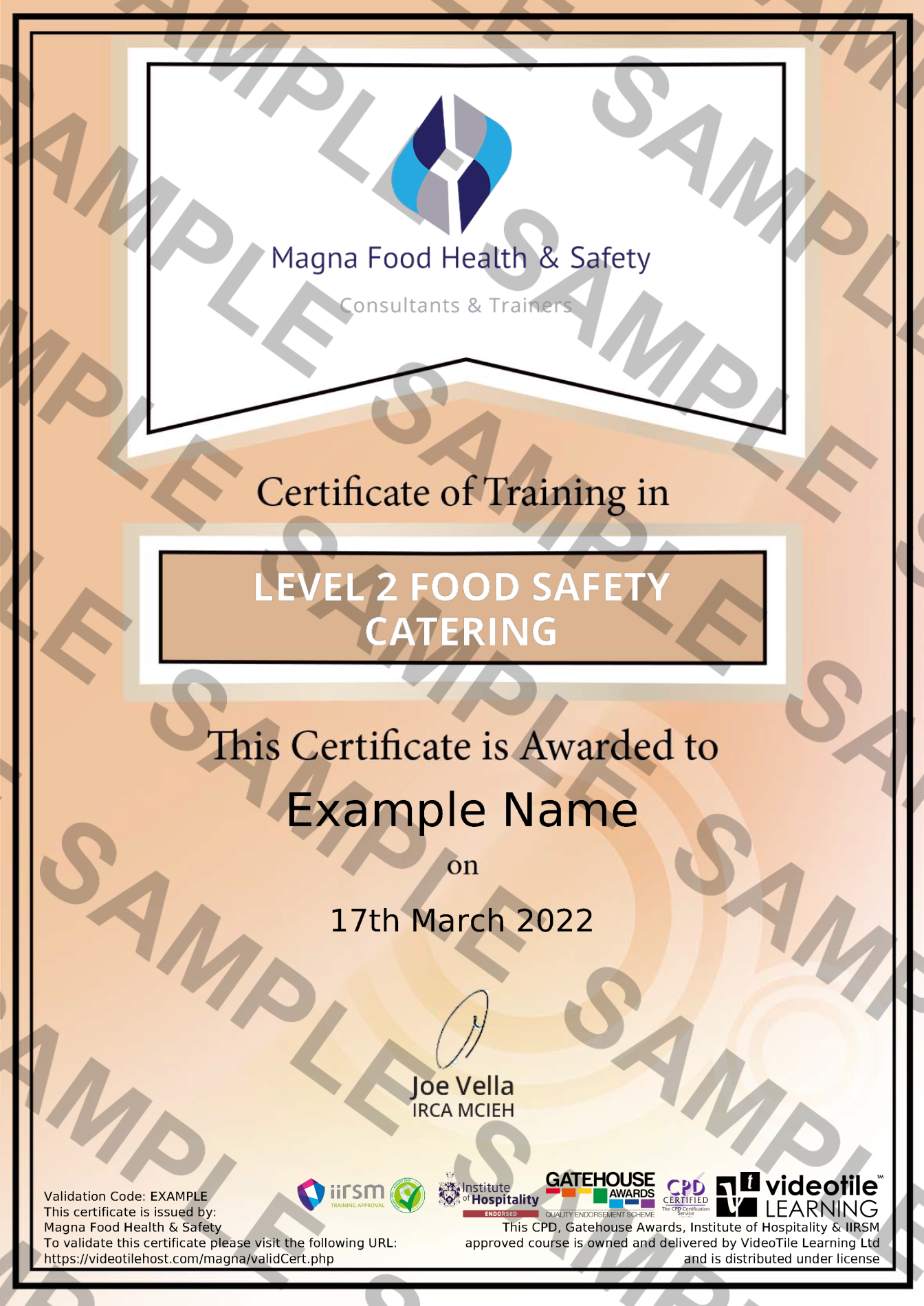 Certification - VideoTile Learning