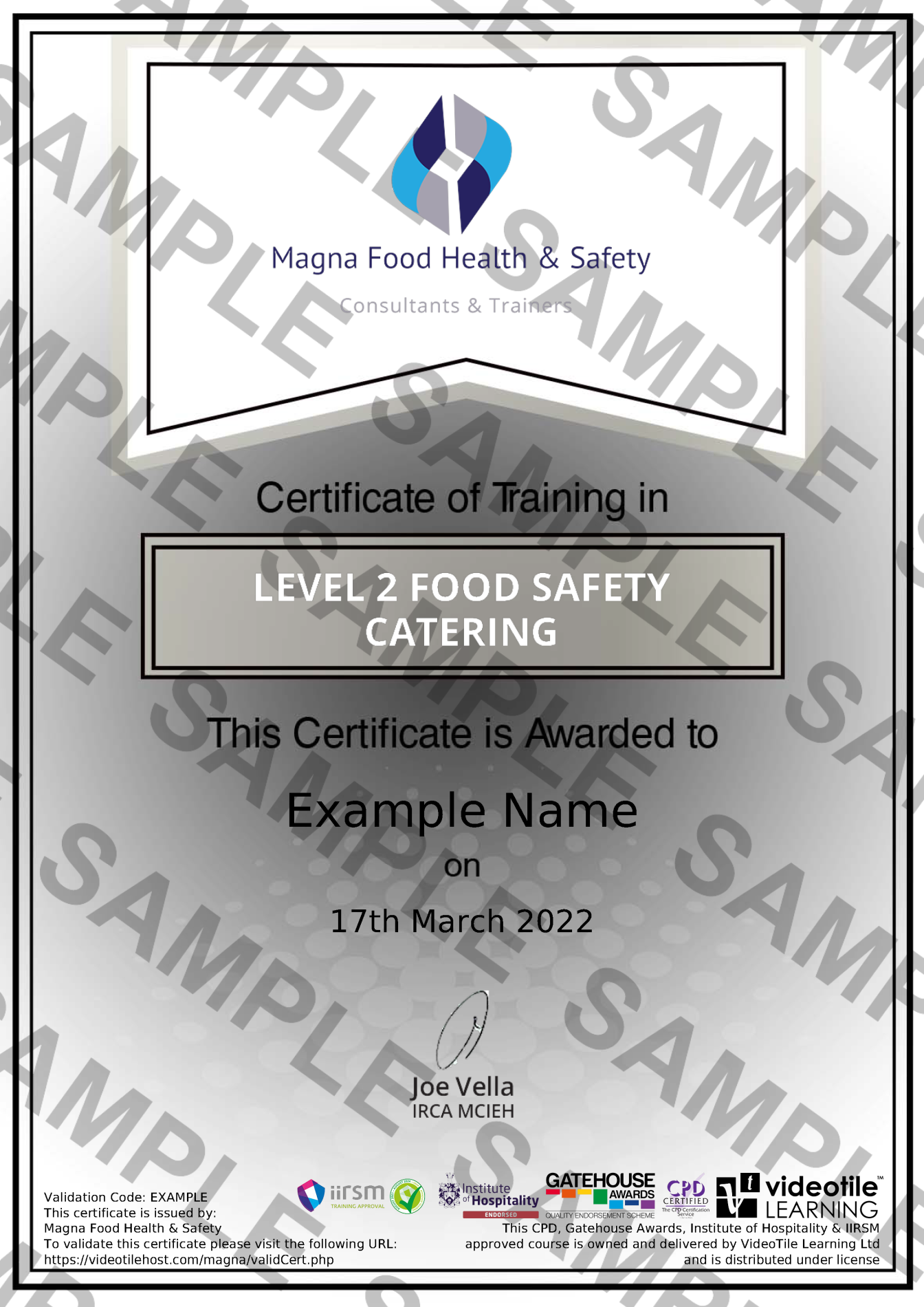 Certification - VideoTile Learning